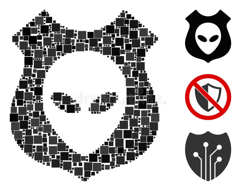 Square Alien Shield Icon Vector Collage Stock Illustration ...