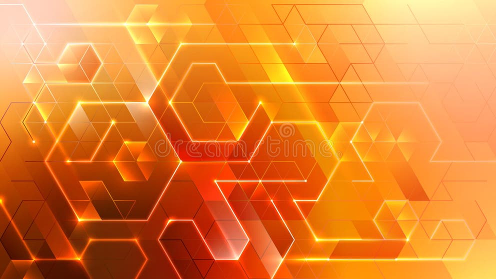 Mosaic Amber Background. Glowing Composition with Triangle Tiling Stock ...