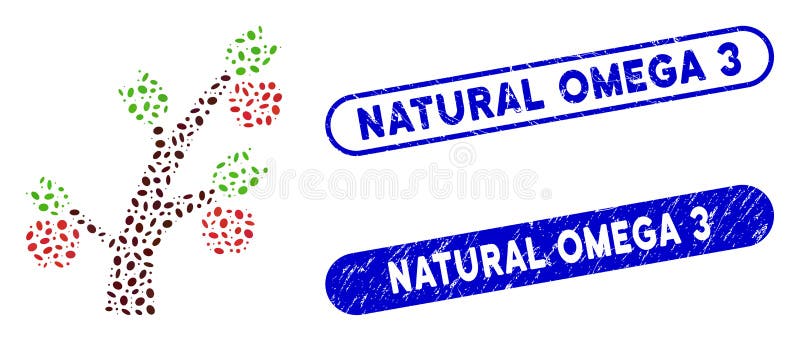 Elliptic Collage Apple Tree with Grunge Natural Omega 3 Watermarks ...