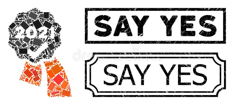 Say Yes Textured Stamp with Notches and 2021 Approve Award Collage of ...
