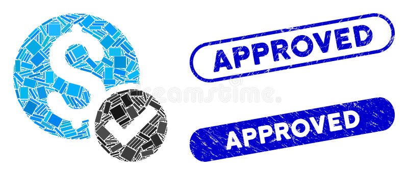Rectangle Mosaic Approved Payment with Scratched Approved Seals Stock ...