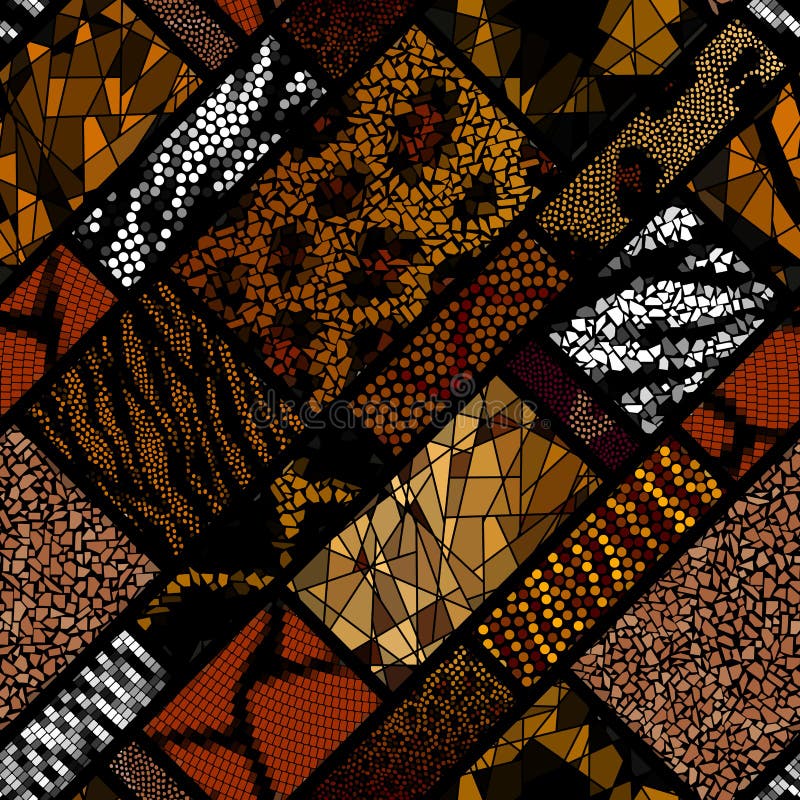 Mosaic Art Pattern in Block Design Style. Stock Vector - Illustration ...