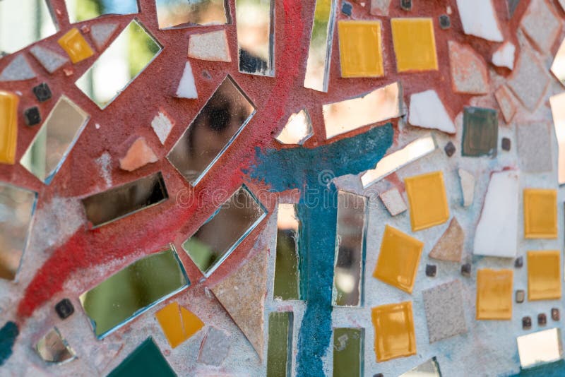 Mosaic Art Work with Glass Pieces Stock Image - Image of window ...