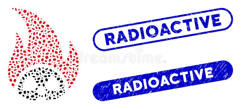 Oval Mosaic Atomic Fire with Distress Radioactive Stamps Stock Vector ...