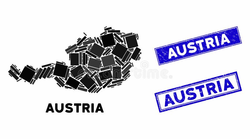 Mosaic Austria Map and Grunge Rectangle Stamps Stock Illustration ...