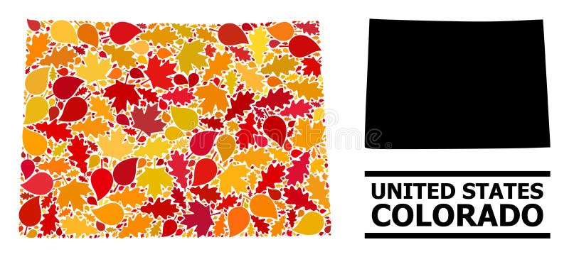 Autumn Leaves - Mosaic Map of Colorado State Stock Vector ...