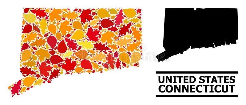 Autumn Leaves - Mosaic Map of Connecticut State Stock Vector ...