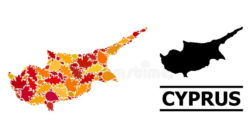 Autumn Leaves - Mosaic Map of Cyprus Island Stock Vector - Illustration ...