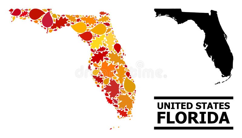 Autumn Leaves - Mosaic Map of Florida State Stock Vector - Illustration ...