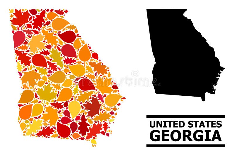 Autumn Leaves - Mosaic Map of Georgia State Stock Vector - Illustration ...