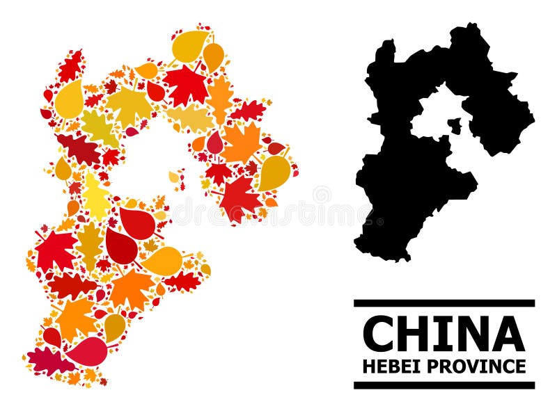 Autumn Leaves - Mosaic Map of Hebei Province Stock Vector ...