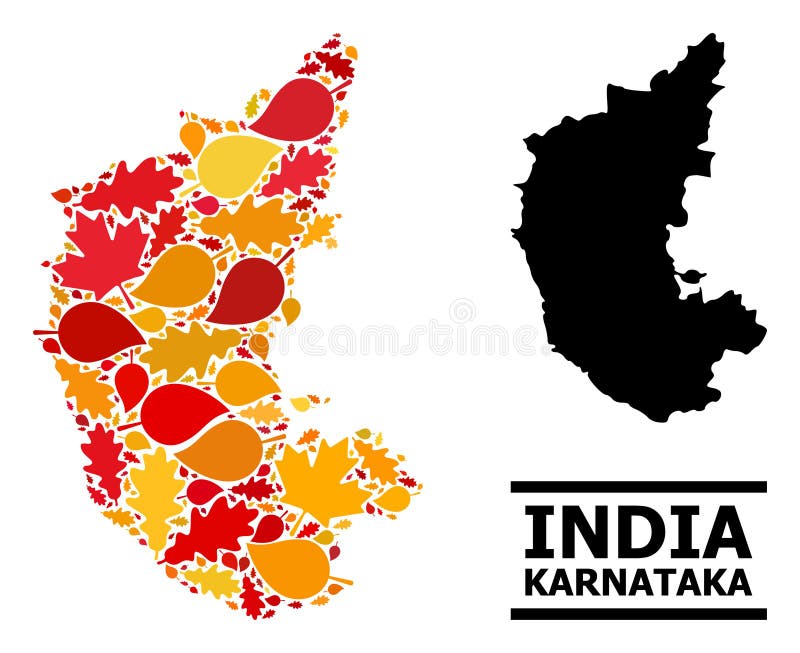 Autumn Leaves - Mosaic Map of Karnataka State Stock Vector ...