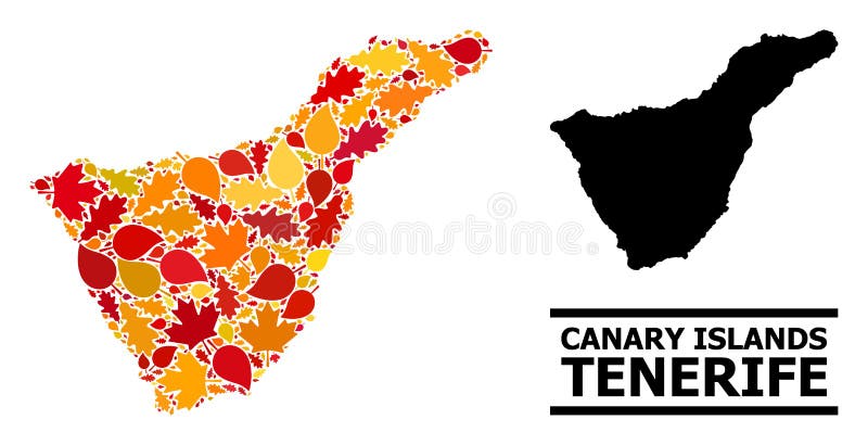 Autumn Leaves - Mosaic Map of Tenerife Island Stock Vector ...