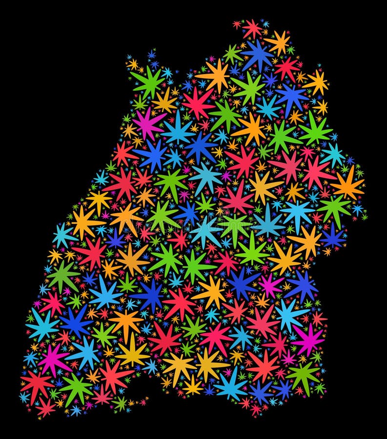 Mosaic Baden-Wurttemberg Land Map of Multi-Colored Marijuana Leaves ...