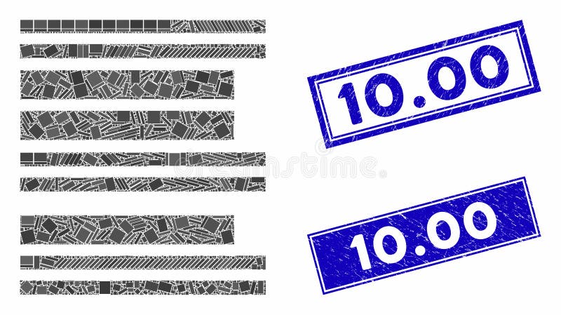 Barcode Mosaic and Grunge Rectangle 10.00 Stamp Seals Stock Vector ...