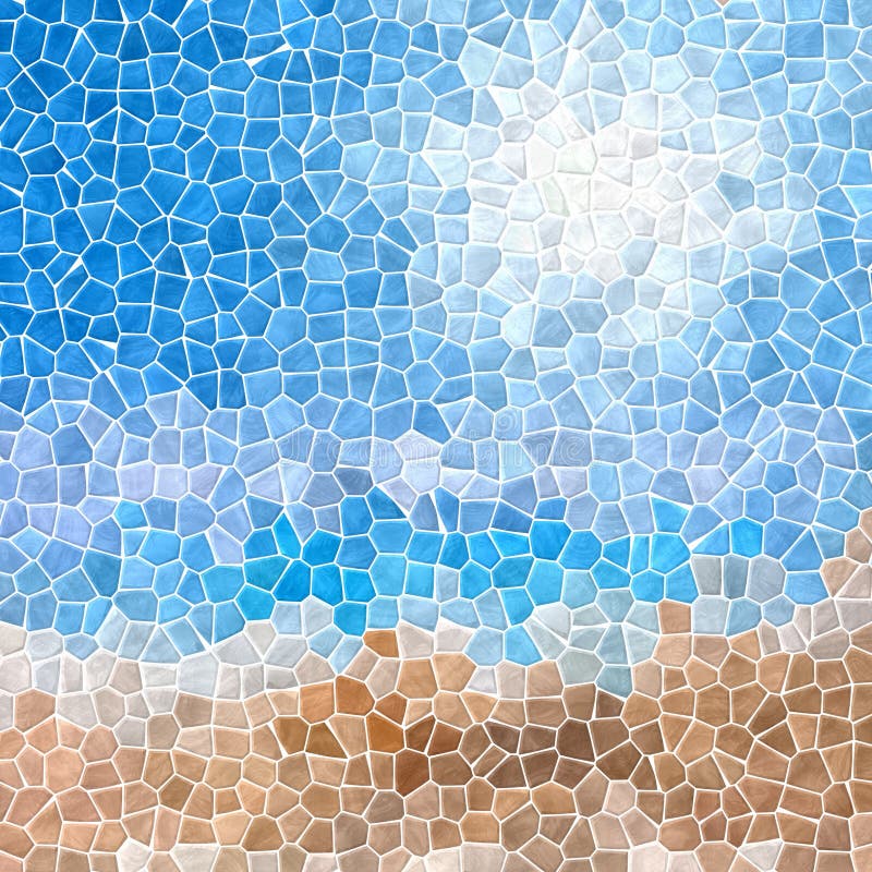 Mosaic Blue Sky Sand Beach Pattern Texture Background with White Grout ...