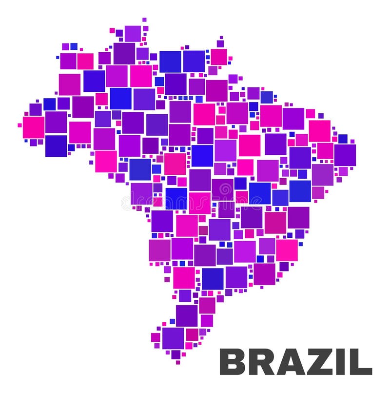 Mosaic Brazil Map of Square Elements Stock Vector - Illustration of ...