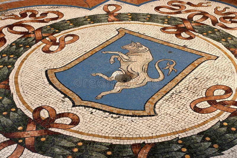 Mosaic Bull in Milan, Italy Stock Photo - Image of indoors, design ...