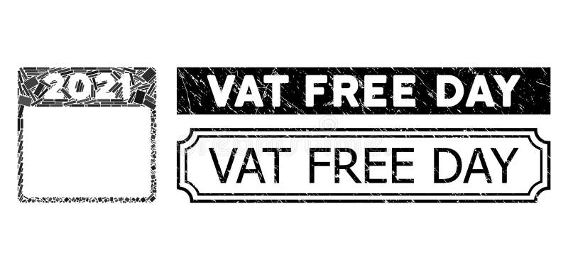 Vat Free Day Textured Seal Stamp with Notches and 2021 Calendar Leaf ...