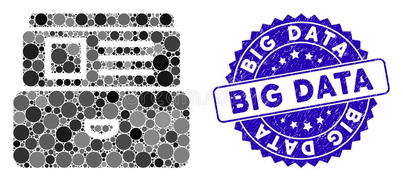 Mosaic Card Index Icon with Grunge Big Data Seal Stock Vector ...