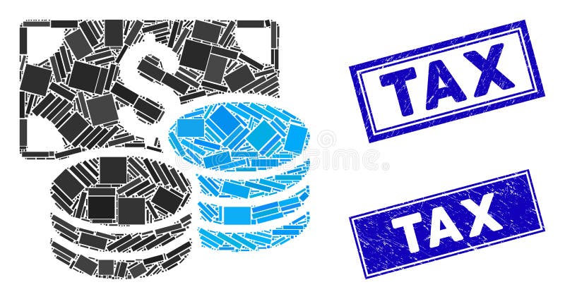 Cash Mosaic and Grunge Rectangle Tax Seals Stock Illustration ...
