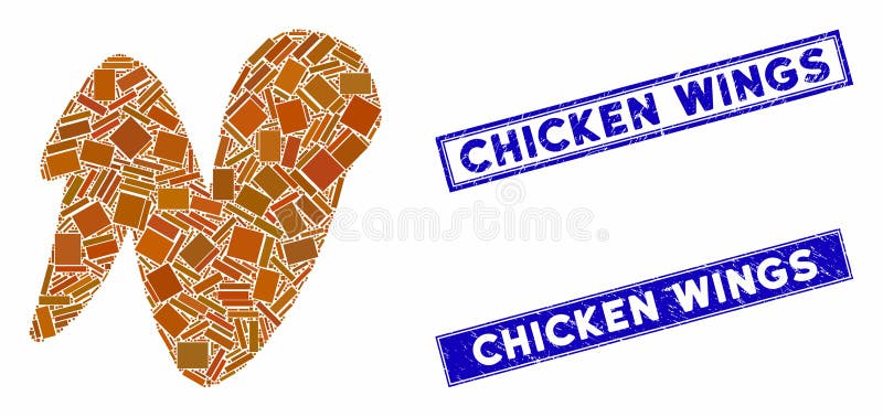 Chicken Wing Mosaic and Grunge Rectangle Stamps Stock Vector ...