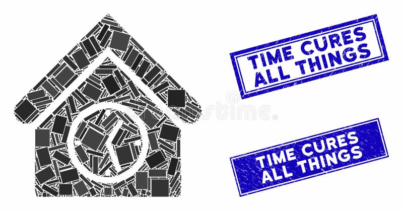 Clock Building Mosaic and Distress Rectangle Time Cures All Things ...