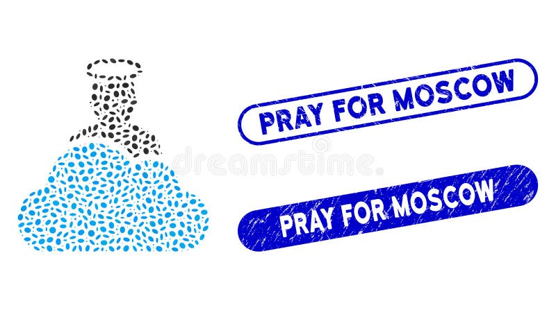 Oval Mosaic Cloud God with Grunge Pray for Moscow Stamps Stock Vector ...