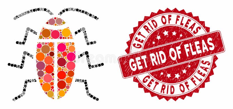 Mosaic Cockroach with Distress Get Rid of Fleas Stamp Stock ...