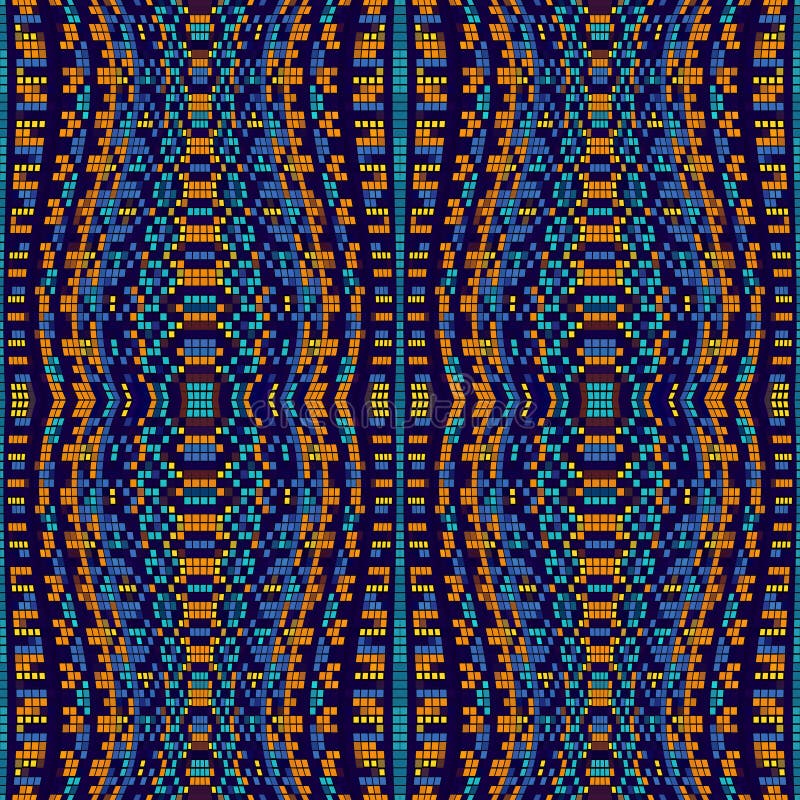 Mosaic Colorful Borders Seamless Pattern. Digital Pixel Style ...