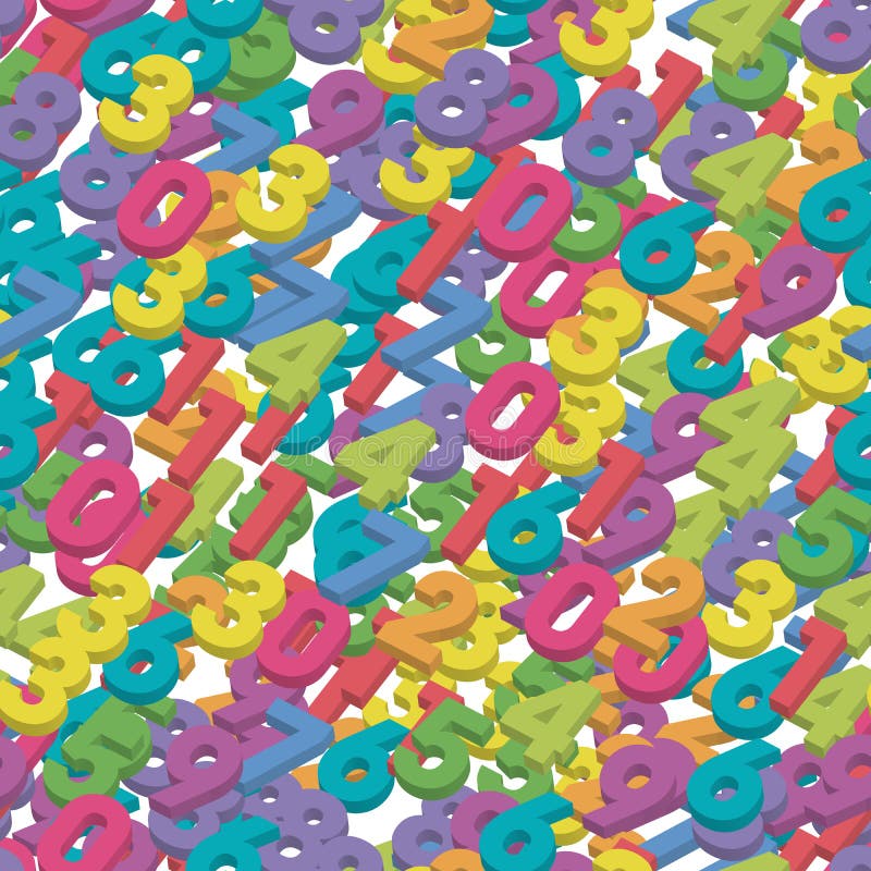 Mosaic of Colorful 3D Digits. Background of Numbers Stock Vector ...