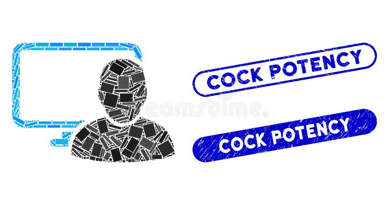 Rectangle Collage Computer User with Textured Potency Seals Stock ...