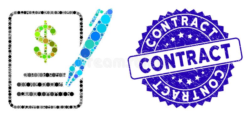 Collage Contract Icon with Distress Contract Seal Stock Vector ...