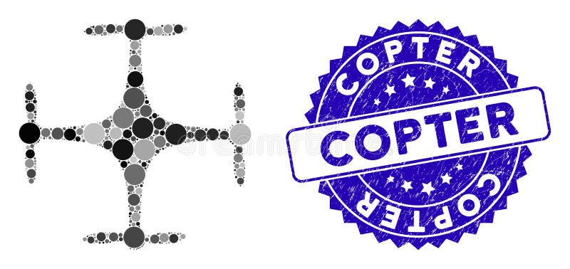 Collage Copter Icon with Scratched Copter Stamp Stock Vector ...