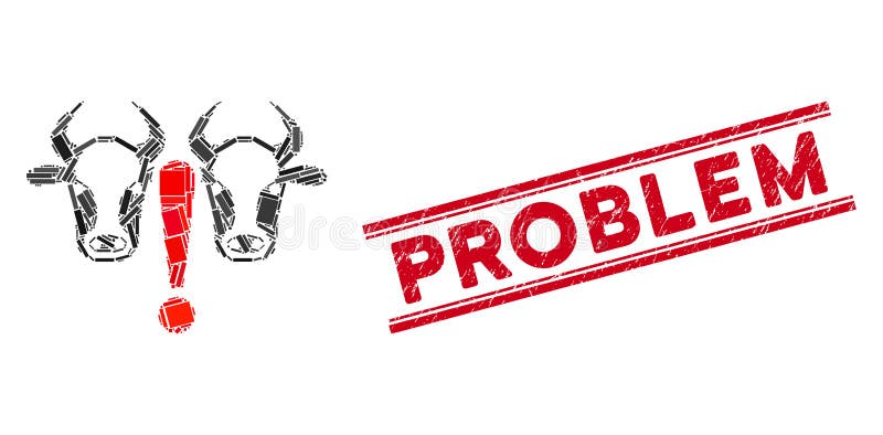 Cow Problem Mosaic and Scratched Problem Stamp with Lines Stock Vector ...
