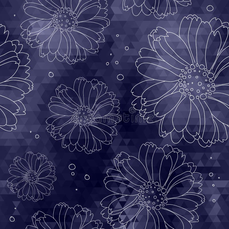 Mosaic Dark Flower Background. Floral Pattern. Stock Vector ...