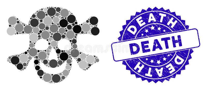 Collage Death Icon with Distress Death Stamp Stock Vector ...