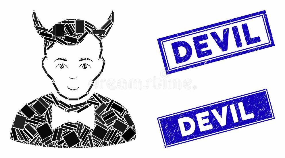 Devil Mosaic and Grunge Rectangle Stamps Stock Vector - Illustration of ...