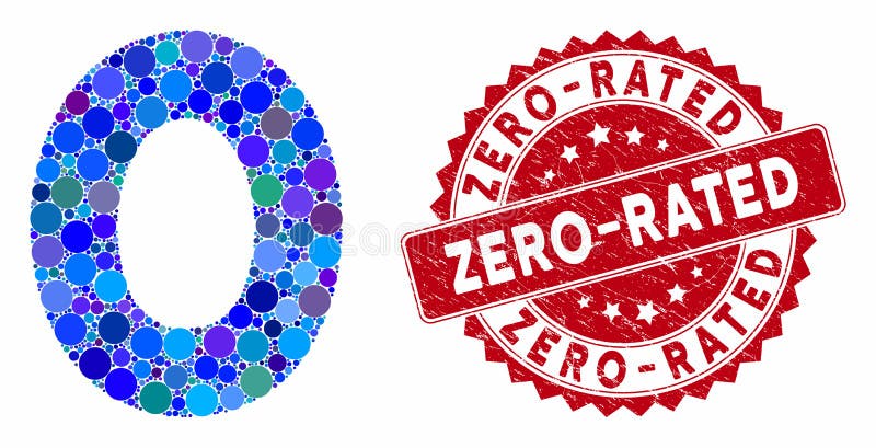Mosaic 0 Digit with Grunge Zero-Rated Seal Stock Vector - Illustration ...