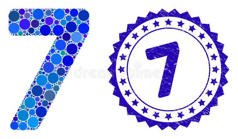 Collage 7 Digit Icon with Textured 7 Seal Stock Vector - Illustration ...