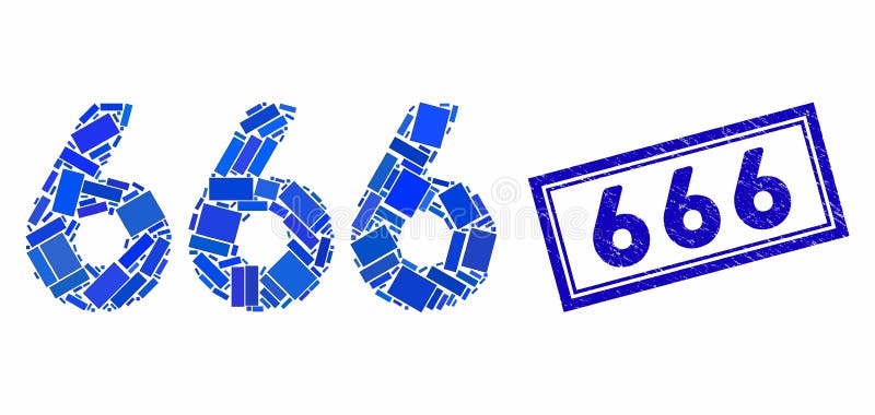 Rectangle Collage 666 Digits Text with Distress 666 Seal Stock Vector ...