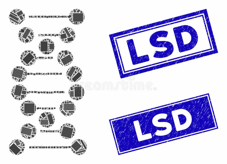 DNA Mosaic and Scratched Rectangle Lsd Stamp Seals Stock Vector ...