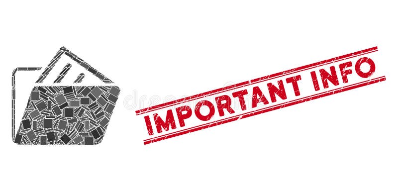 Document Folder Mosaic and Distress Important Info Seal with Lines ...