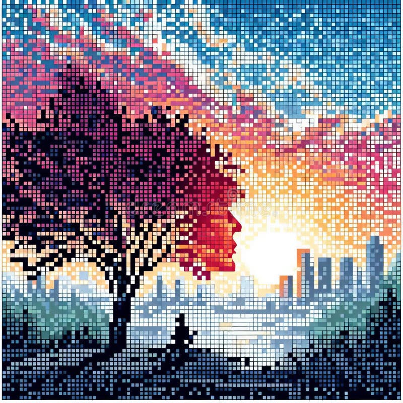 Mosaic Effect a Design Technique that Breaks Images into Smal Stock ...