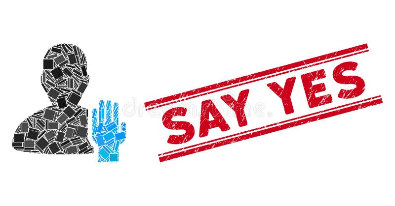 Elector Mosaic and Scratched Say Yes Seal with Lines Stock Vector ...