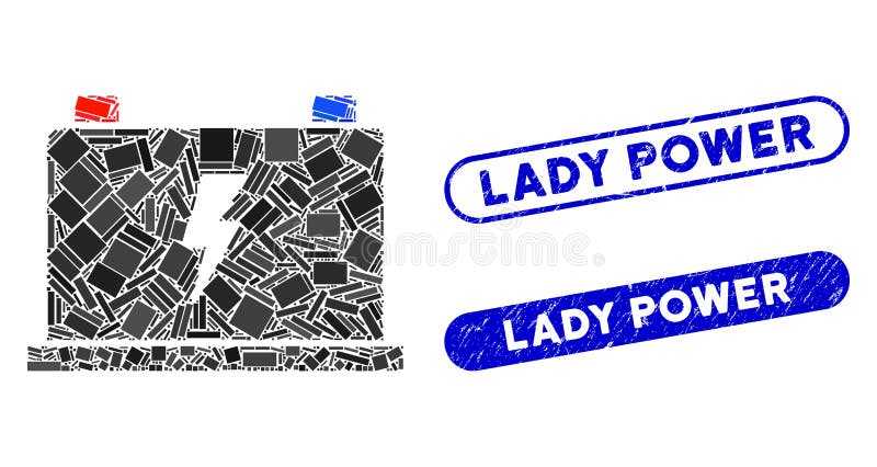 Rectangle Mosaic Electric Battery with Scratched Lady Power Stamps ...