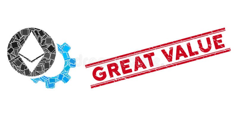 Ethereum Settings Gear Mosaic and Distress Great Value Stamp with Lines ...