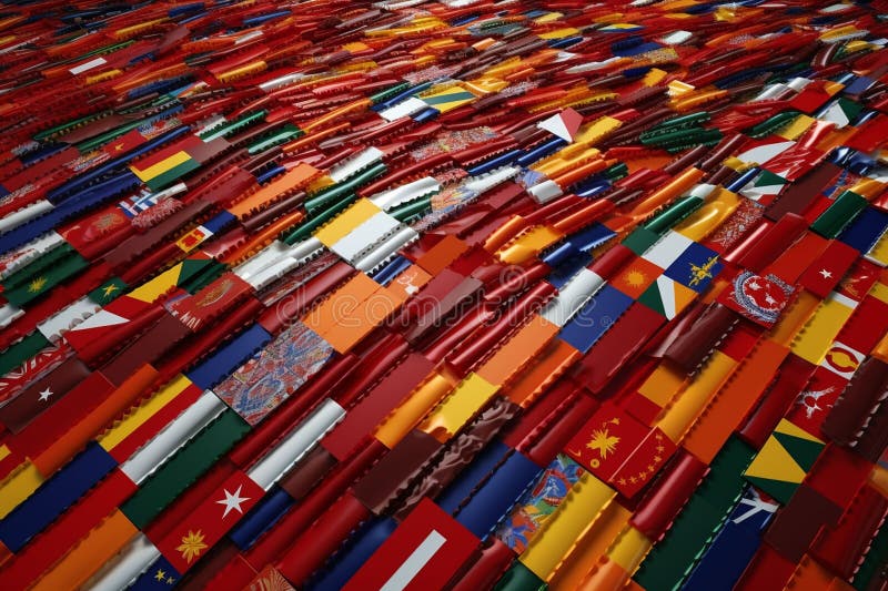 Mosaic of Ethnic Flags Symbolizing Unity and Stock Illustration ...