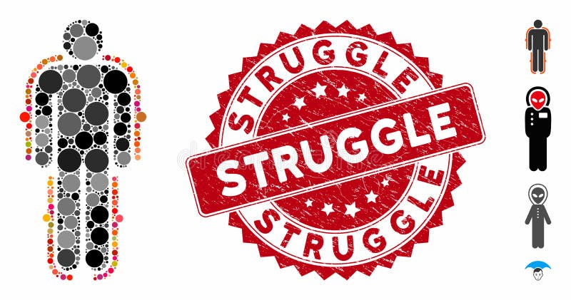 Mosaic Exoskeleton Icon with Textured Struggle Seal Stock Vector ...