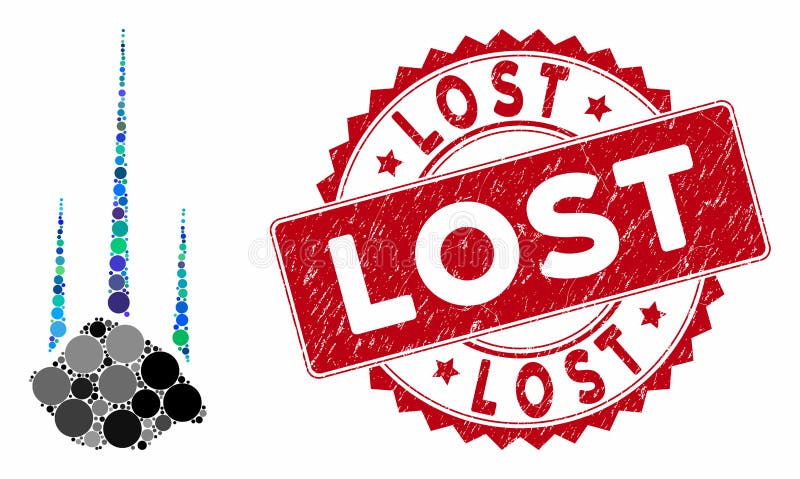 Mosaic Falling Stone with Distress Lost Stamp Stock Illustration ...